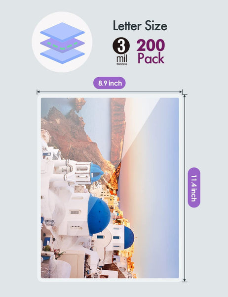 Pouches, 3mil, 8.9x11.4 Inches, Letter Size, Clear (200pack ...